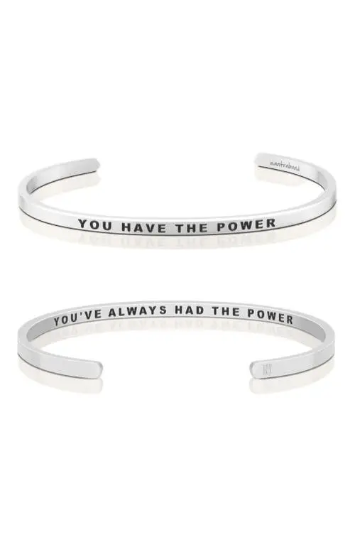 MANTRA You Have The Power Adjustable Stainless Steel Cuff Bracelet - Silver