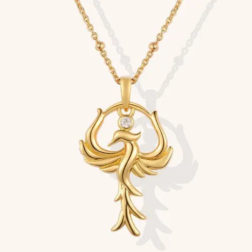 MANTRA Phoenix I Am Rising Pendant Necklace - Gold