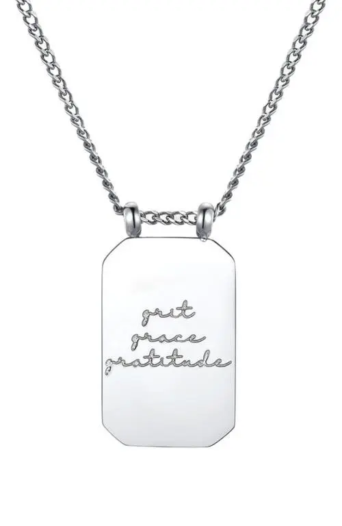 MANTRA Grit Grace Gratitude Pendant Necklace - Silver