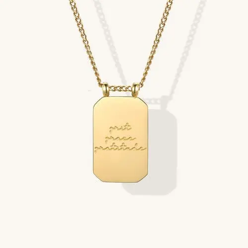 MANTRA Grit Grace Gratitude Pendant Necklace - Yellow Gold