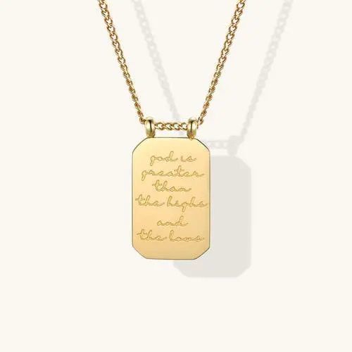 MANTRA God Is Greater Necklace - Yellow Gold