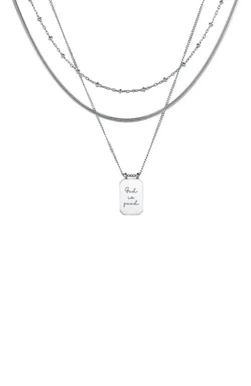 MANTRA God Is Good Layered Necklace - Silver