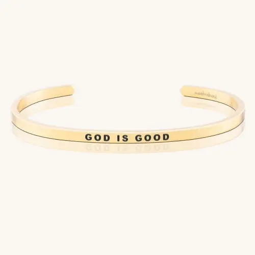 MANTRA God Is Good Bangle - Yellow Gold