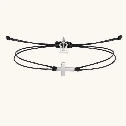 MANTRA Cross String Bracelet - Silver