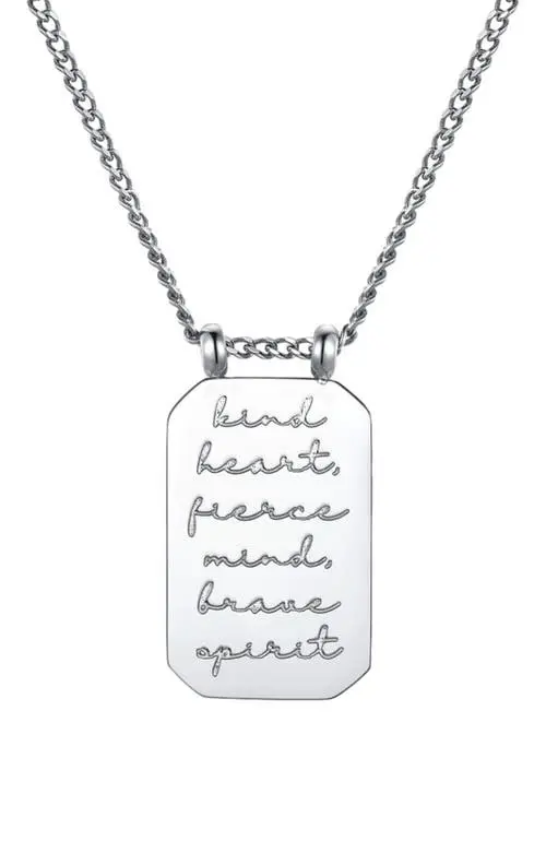 MANTRA Kind Heart, Fierce Mind, Brave Spirit Pendant Necklace - Silver