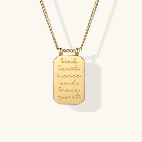 MANTRA Kind Heart, Fierce Mind Pendant Necklace - Yellow Gold