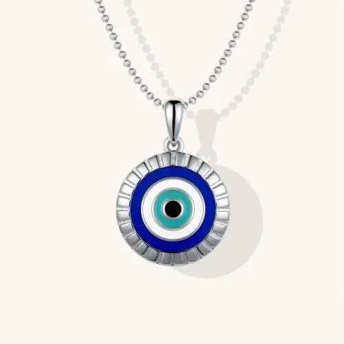 MANTRA I Am Supported And Protected Evil Eye Necklace - Silver