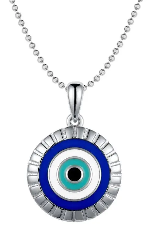 MANTRA Evil Eye Pendant Necklace In Sterling And 24k Vermeil With Enamel - Silver