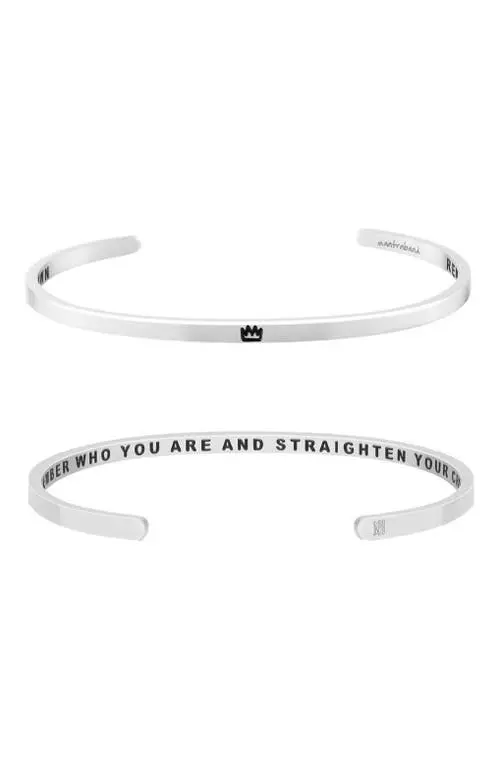 MANTRA Stainless Steel "straighten Your Crown" Bracelet - Silver