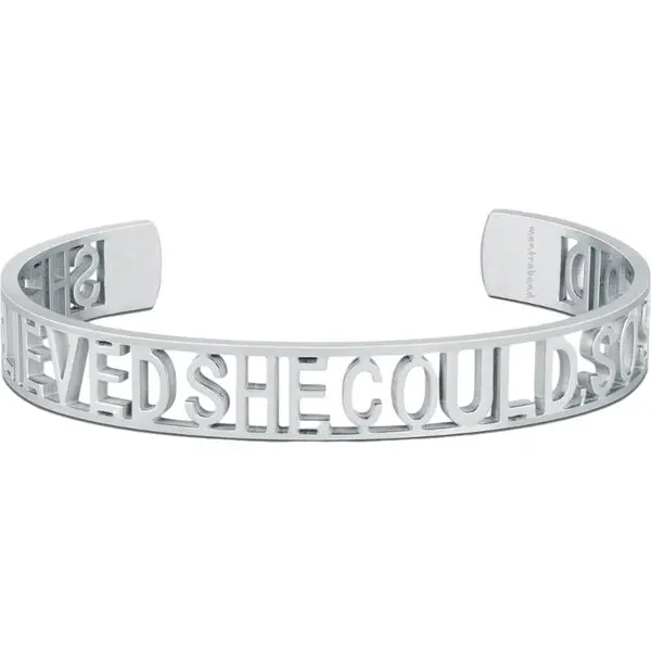 MANTRA She Believed She Could' Cuff Bracelet - Silver