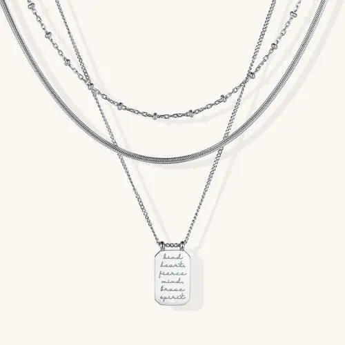 MANTRA Kind Heart, Fierce Mind Pendant Necklace - Silver