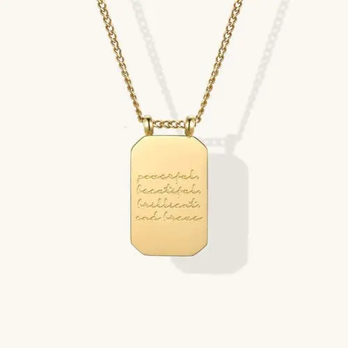 MANTRA Pendant Necklace With Stainless Steel Chain - Yellow Gold