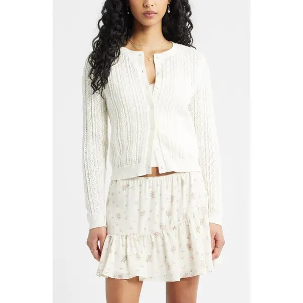 Bp. Pointelle Knit Cardigan - Ivory