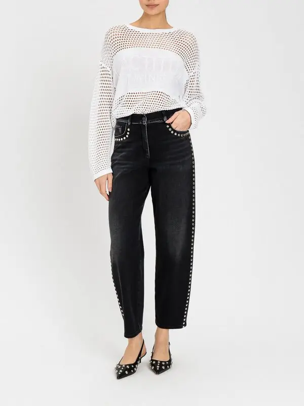 TWINSET Studded Denim Straight Jeans