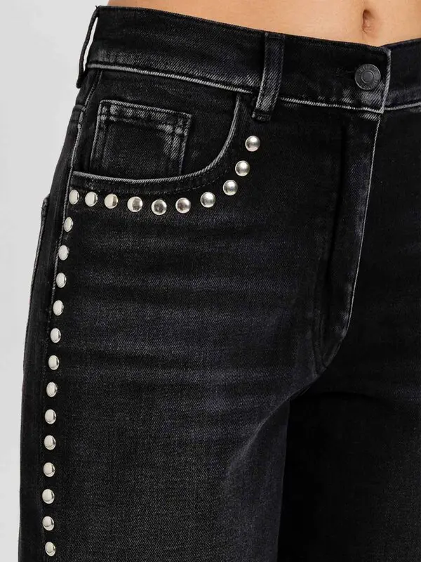 TWINSET Studded Denim Straight Jeans