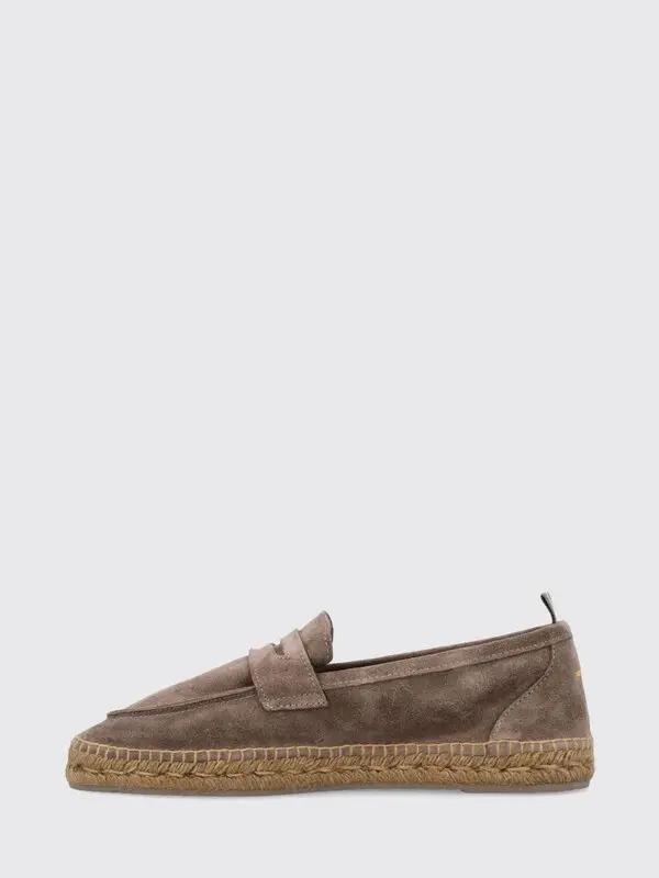 CastaÑer Suede Espadrilles With Raised Apron Stitching - Grey
