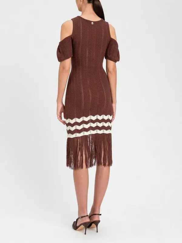 TWINSET Cotton Knit Fringed Dress