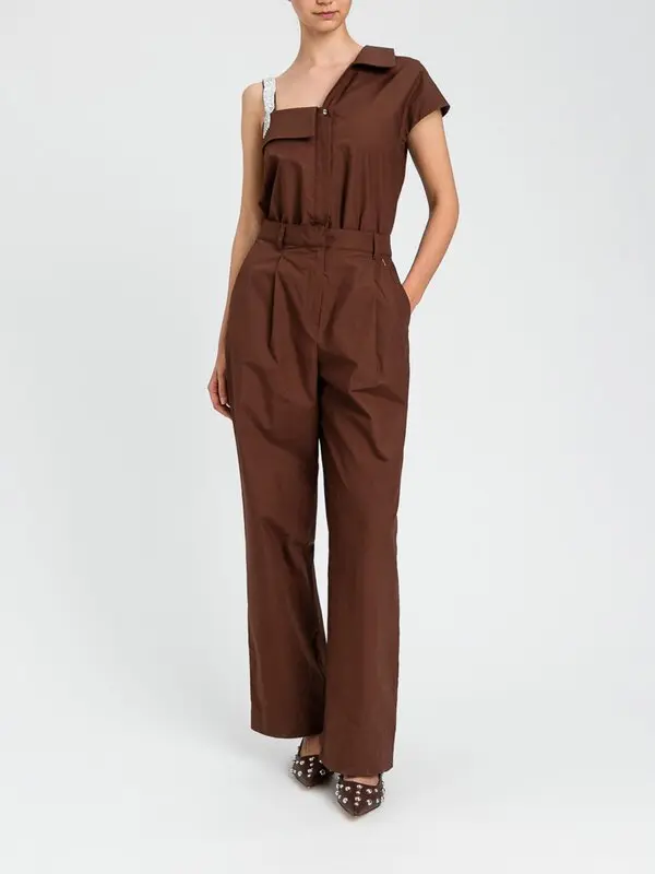 TWINSET Asymmetrical One-shoulder Cotton Jumpsuit