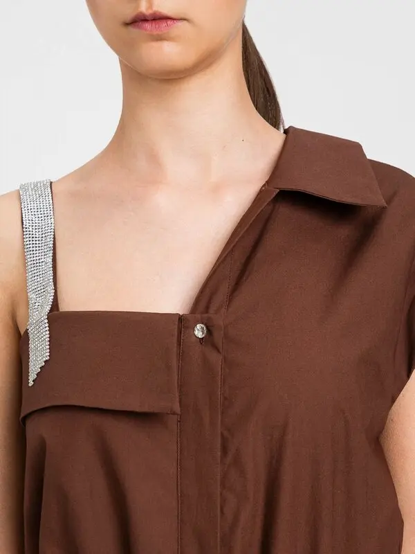 TWINSET Asymmetrical One-shoulder Cotton Jumpsuit