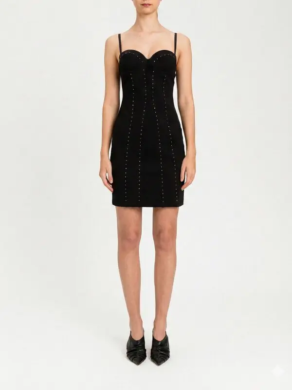 TWINSET Viscose Blend Mini Dress With Rhinestones - Black