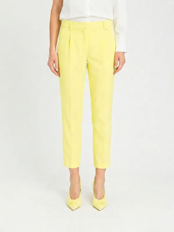 TWINSET Crêpe Cropped Slim Fit Trousers - Lime