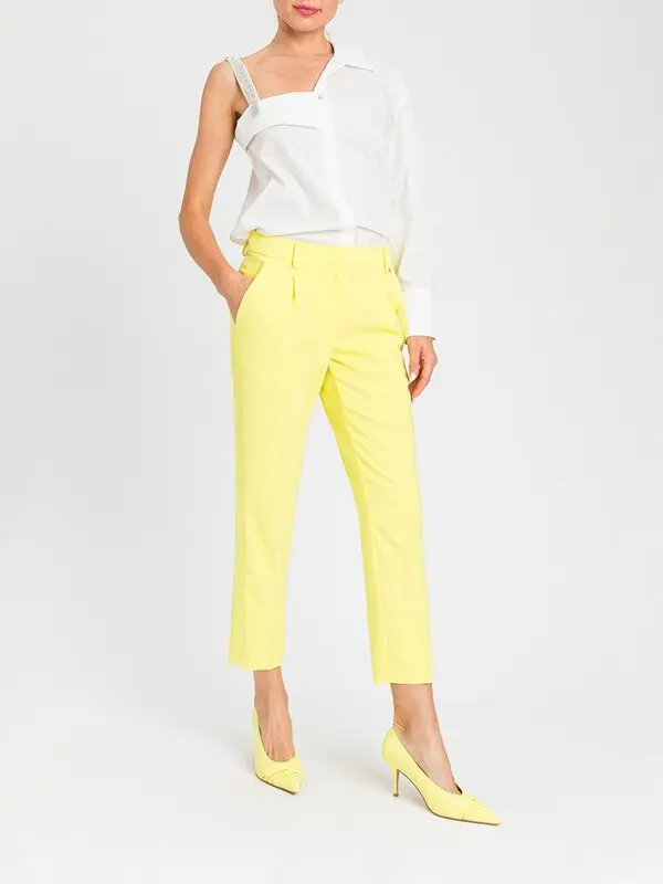 TWINSET Crêpe Cropped Slim Fit Trousers - Lime