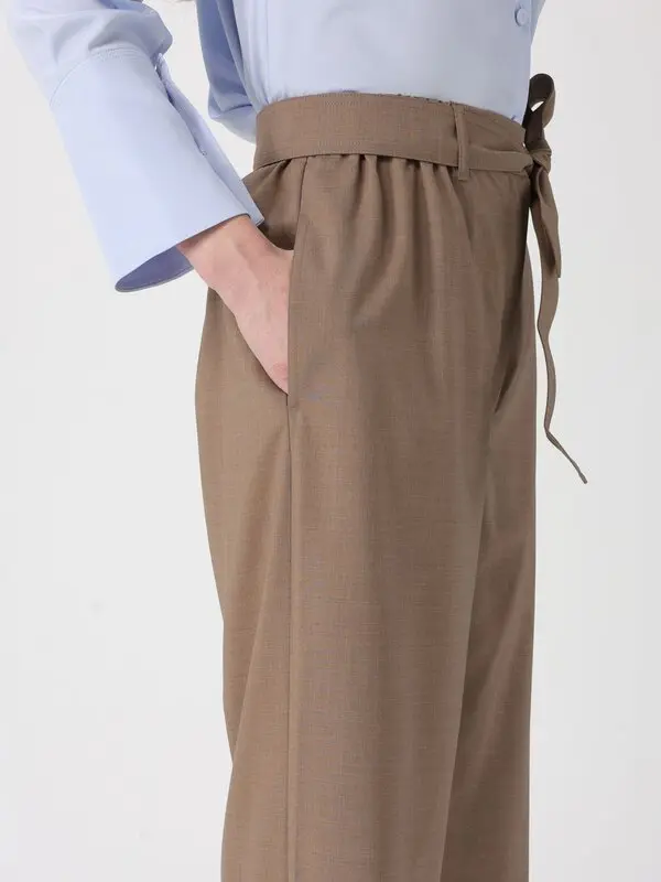 Max Mara Virgin Wool Palazzo Trousers - Brown