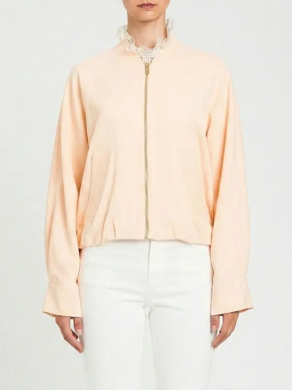 TWINSET Stretch Viscose Bomber Jacket - Peach