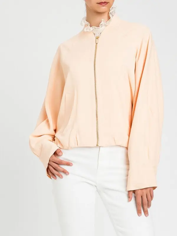 TWINSET Stretch Viscose Bomber Jacket - Peach