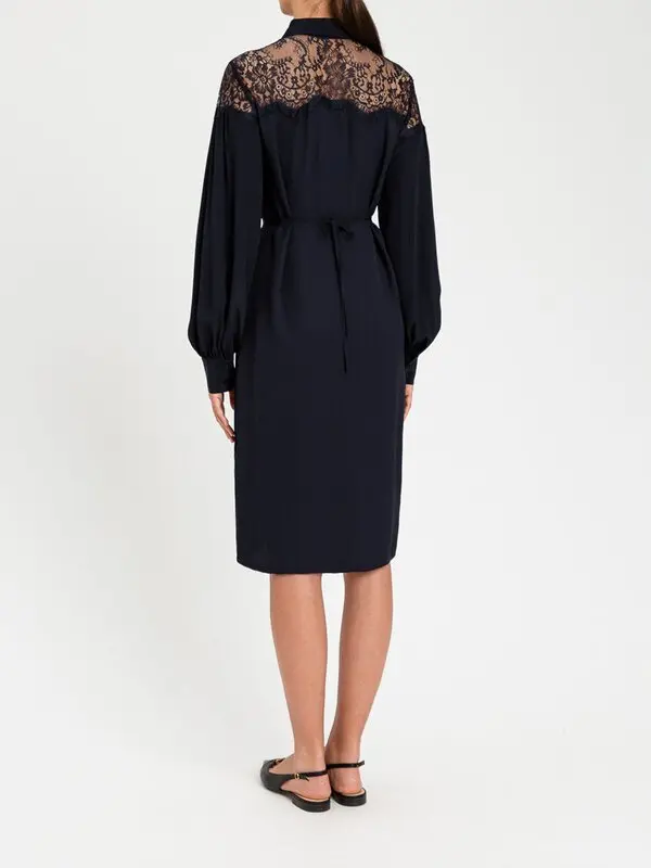 TWINSET Viscose Shirt Dress With Lace Inserts
