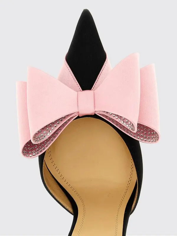 MACH&MACH Le Cadeau Crystal Bow Satin Slingbacks