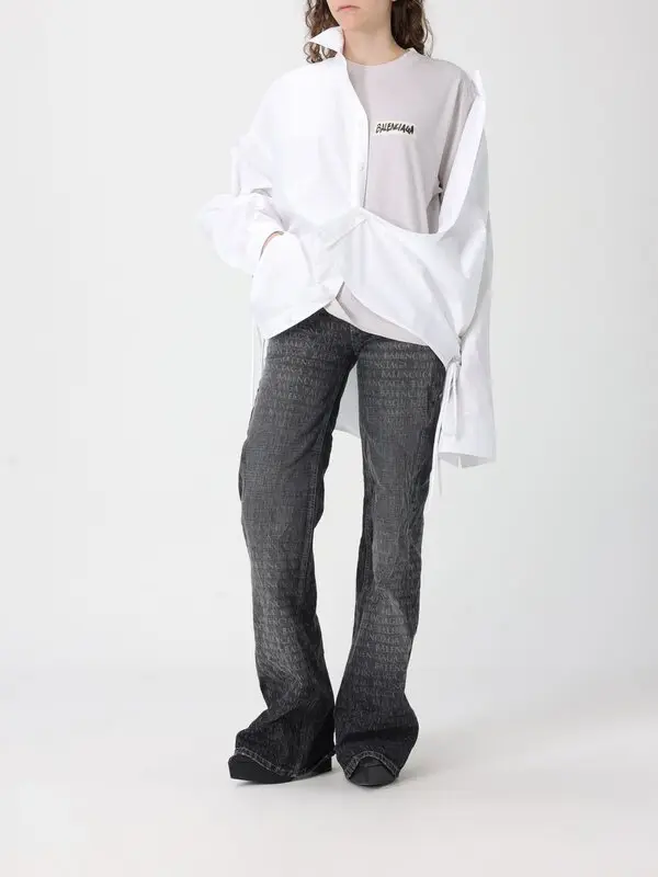 Balenciaga Monogrammed Wide-leg Jeans