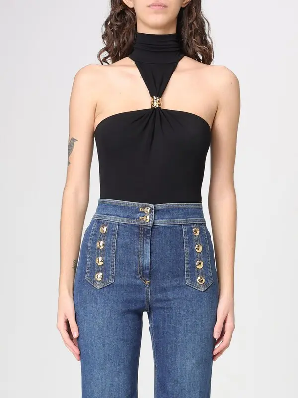Elisabetta Franchi Cut-out Turtleneck Bodysuit Top - Black