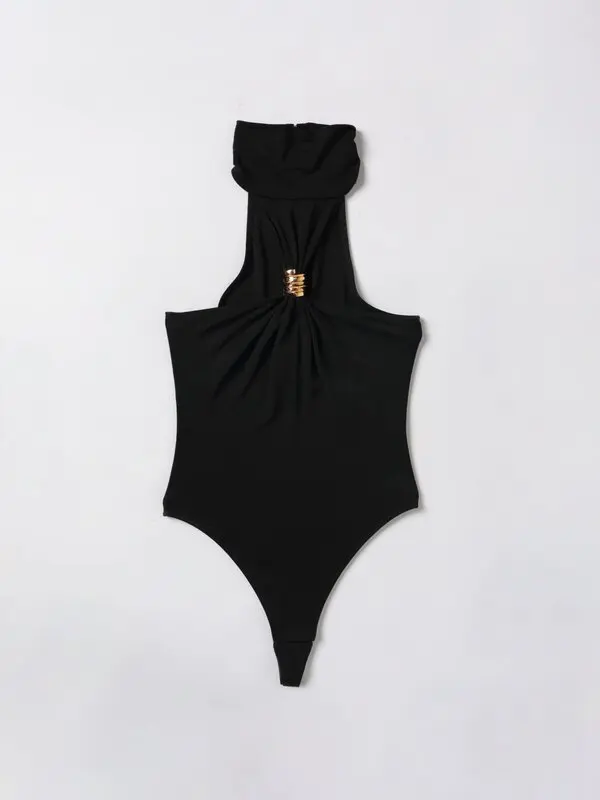 Elisabetta Franchi Cut-out Turtleneck Bodysuit Top - Black