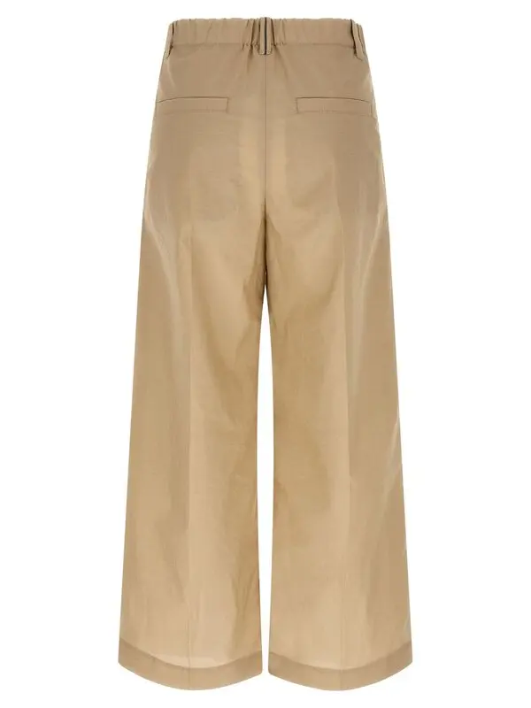 Brunello Cucinelli Pleated Wide Leg Trousers - Sand