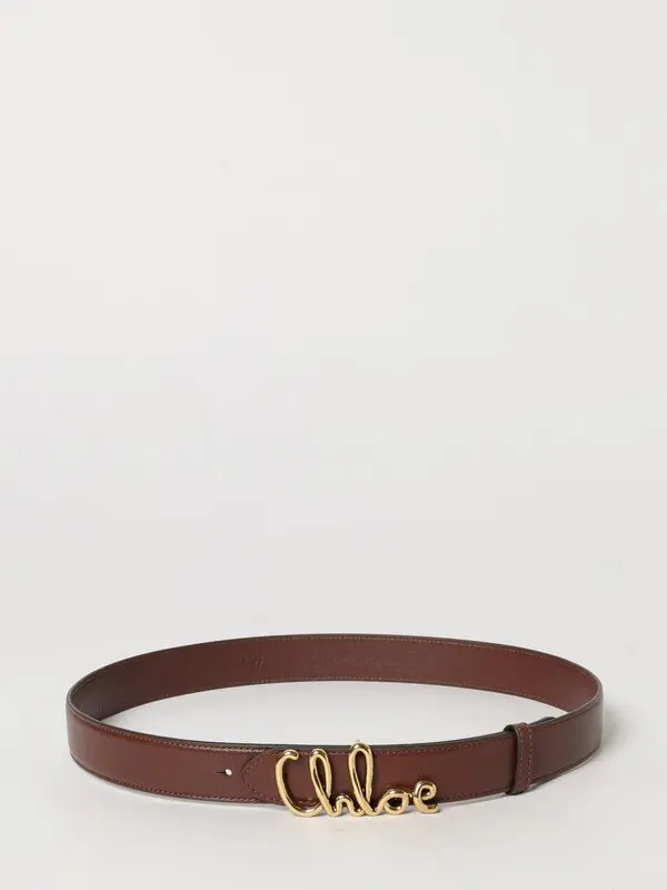 Chloé Iconic Smooth Calfskin Belt With Logo Buckle - Brown
