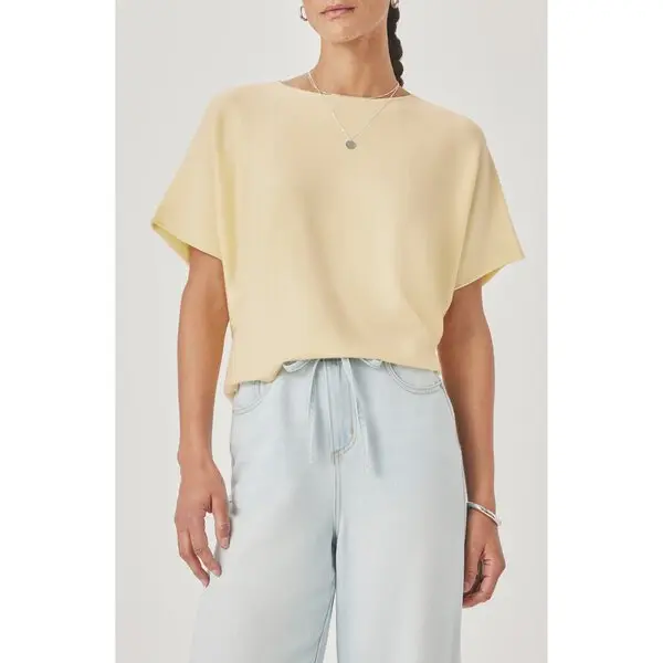 Splendid Christa Short Sleeve Sweater - Honeysuckle Yellow