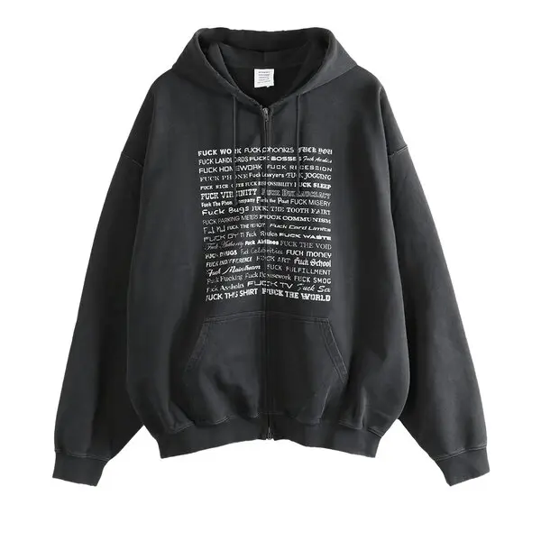 Vetements Fuck Everything Zip-up Hoodie - Black