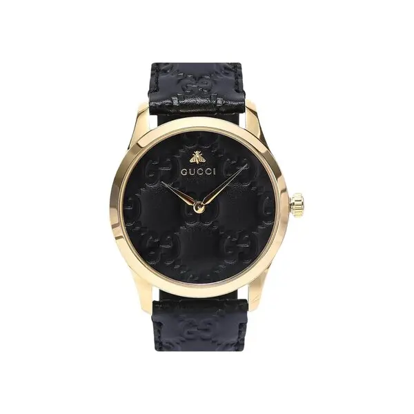 Gucci G-timeless Dial Leather Watch - Gold