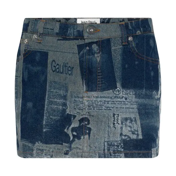Jean Paul Gaultier Newspaper Print Mini Skirt - Blue