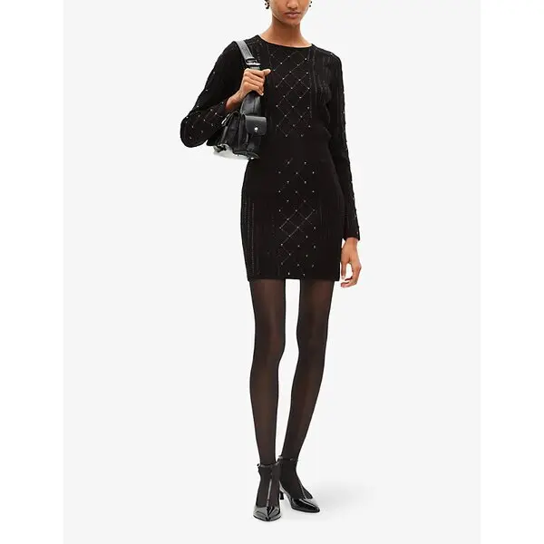 The Kooples Stud-embellished Knitted Mini Dress