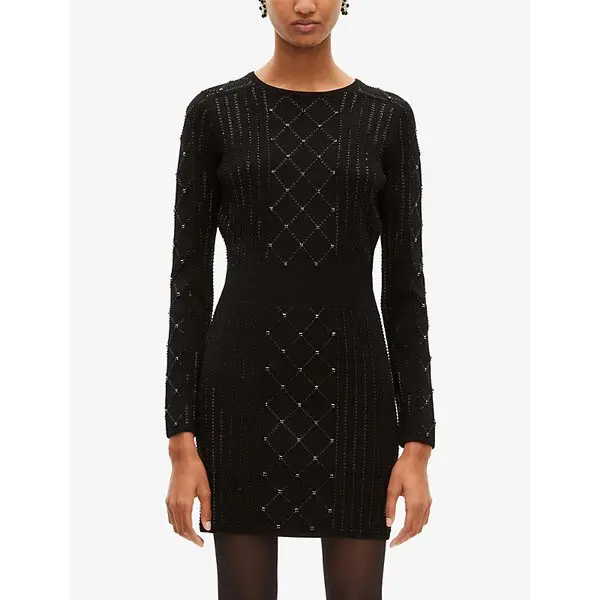 The Kooples Stud-embellished Knitted Mini Dress