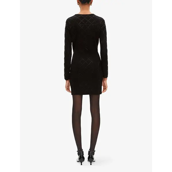 The Kooples Stud-embellished Knitted Mini Dress