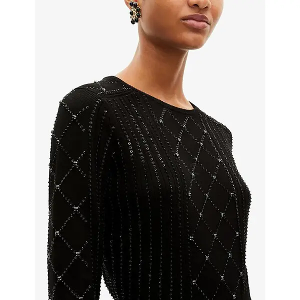 The Kooples Stud-embellished Knitted Mini Dress