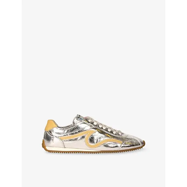 Sandro Lightwave Metallic Leather Trainers - Silver