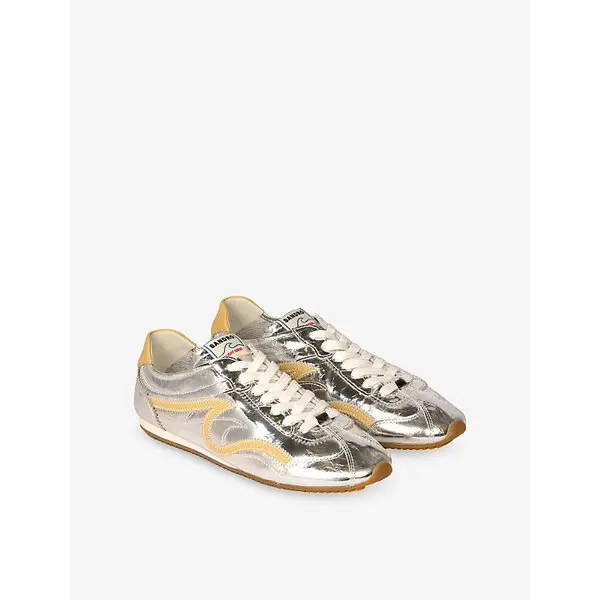 Sandro Lightwave Metallic Leather Trainers - Silver