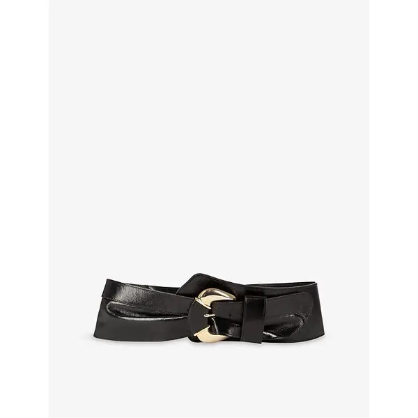The Kooples Wide Leather Belt - Black