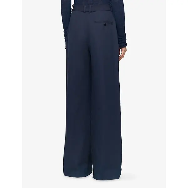 JOSEPH Wide-leg Tailored Stretch-woven Trousers - Indigo