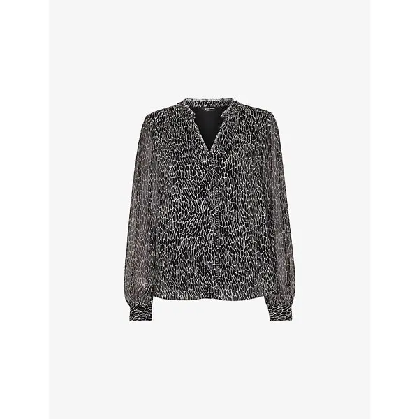 Whistles Dragonfly-print Long-sleeve Blouse - Black