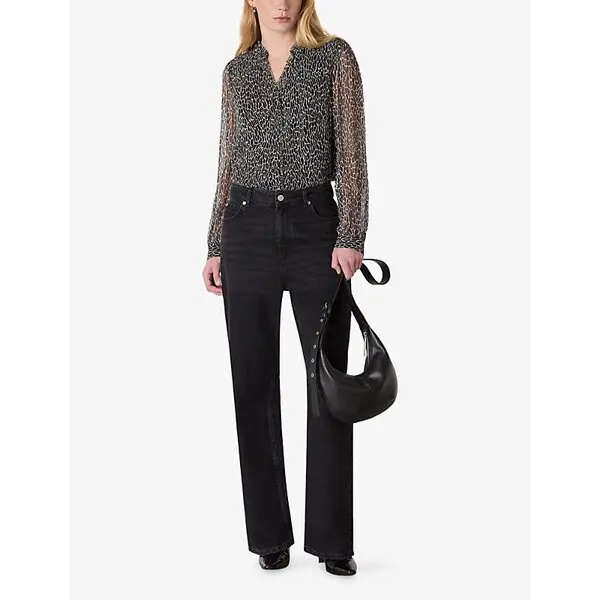 Whistles Dragonfly-print Long-sleeve Blouse - Black